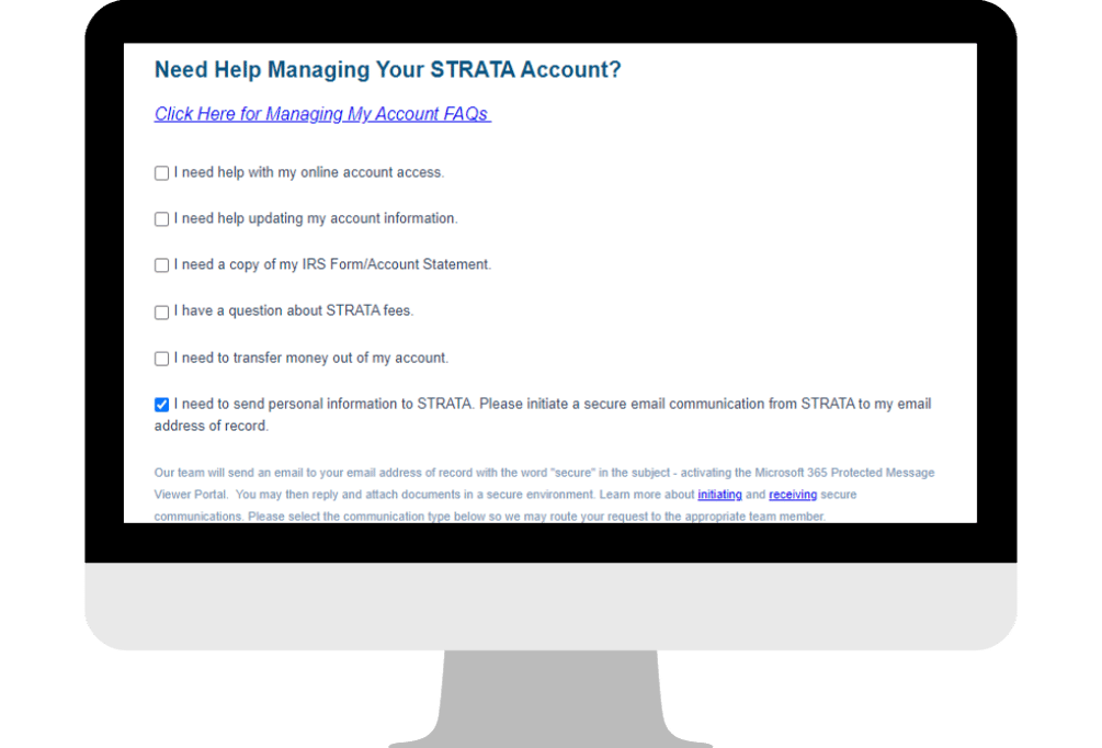 How do I send a secure message to STRATA?
